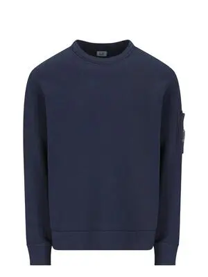 C.P. COMPANY CP COMPANY Crewneck Cotton Sweatshirt With Magnifying Pocket Blu