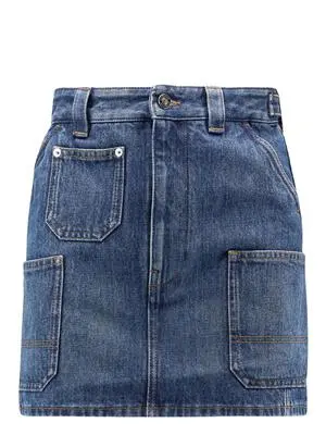 Givenchy Paris Embroidered Back Patch Mini Skirt - Blu