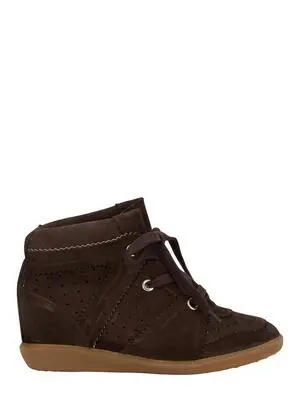 Isabel Marant Étoile Wedge Lace-up Leather Sneaker - Brown