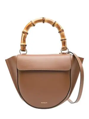 WANDLER Style Structured Leather Mini Shoulder Bag With Magnetic Closure And Detachable Strap, 27 X 17.5 X 5 Cm - Marrone