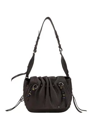 Isabel Marant Étoile Lambskin Shoulder Bag With Drawstring Closure - Brown