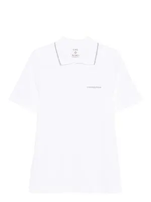 Casablanca Embroidered Cotton Piqué Polo Shirt - Bianco
