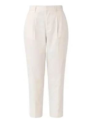 PT TORINO Lightweight Cotton-blend Trousers With Zip & Button Closure - Bianco