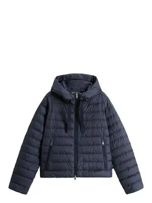 Woolrich Horizontal Quilted Hooded Zip-up Jacket - Blu