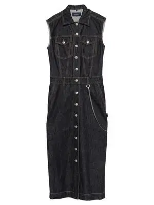 Sportmax Denim Midi Dress With Button Closure And Belt Loops - Blu