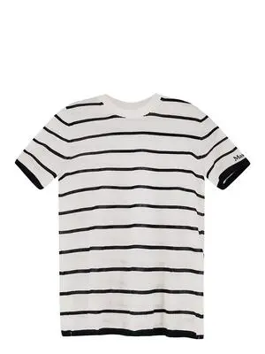 Max Mara MAX MARA Striped Crewneck Short Sleeve Sweater Bianco