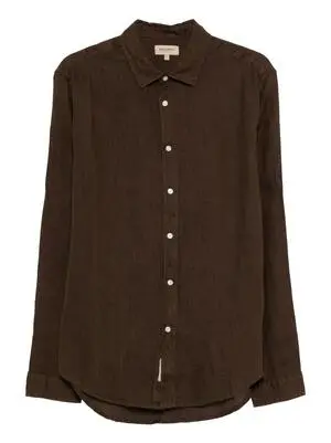 Woolrich 100% Linen Long-sleeve Button-down Shirt - Marrone