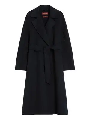 Max Mara Double-drap Wool, Cashmere & Silk Wrap Jacket With Kimono Sleeves - Blu