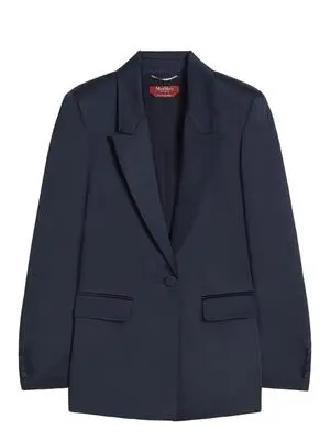 Max Mara MAX MARA STUDIO Silk-Effect Single-Breasted Jacket With Notched Lapel Blu