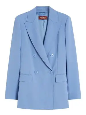 Max Mara Pure Wool Crepe Satin Blazer - Azzurro