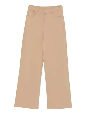 Max Mara Sculpted T-shirt Trousers With Zip And Button Closure - Marrone