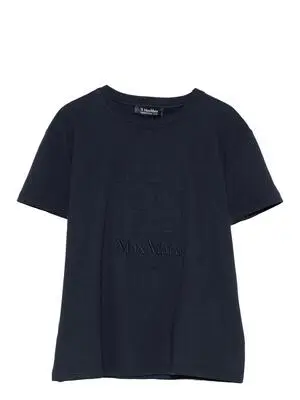 Max Mara S MAX MARA Embroidered Cotton Mini T-Shirt Blu