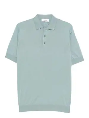 LARDINI Lardini Ribbed Trim Knit Polo With Button Placket Azzurro