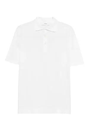 LARDINI Lardini Cotton-Silk Blend Polo Shirt With Classic Button-Down Collar Bianco