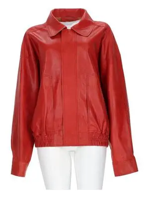 ALYSI ALYSI Leather Bomber Jacket Red