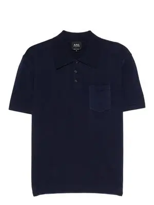 A.p.c. A. P.c. Men's Cotton Short-Sleeve Polo Shirt With Chest Pocket Blu