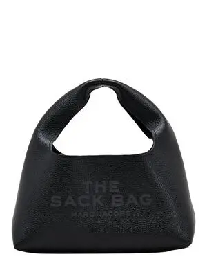 Marc Jacobs Structured Top Handle Leather Bag With Logo Print Nero