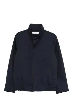 LARDINI High-neck Cotton Jacket With Drawstring Hem - Blu