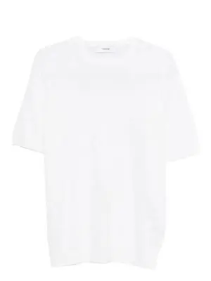 LARDINI Lardini Linen-Cotton Crew Neck Short-Sleeve T-Shirt With Ribbed Cuffs And Hem Bianco