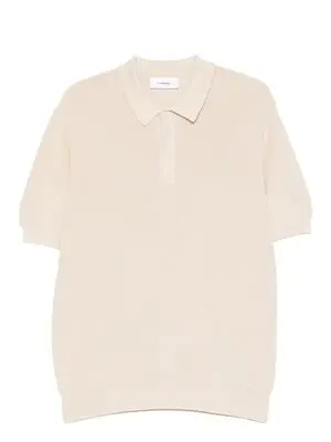 LARDINI Knit Polo Shirt With Short Sleeves - Bianco