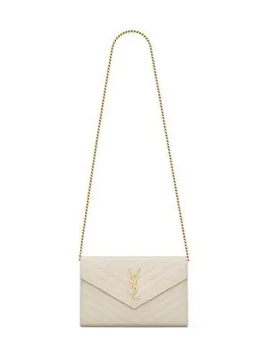 Saint Laurent SAINT LAURENT Chevron Quilted Leather Mini Bag With Metal Initials Bianco