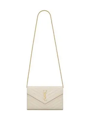 Saint Laurent SAINT LAURENT Chevron Quilted Leather Mini Bag With Metal Initials Bianco