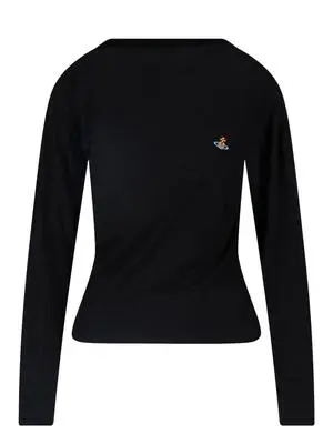 VIVIENNE WESTWOOD Viscose-blend Fitted Long Sleeve T-shirt - Black
