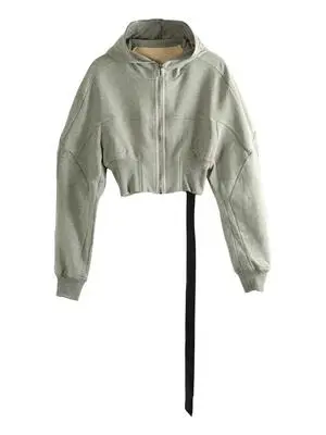 Rick Owens RICK OWENS DRKSHDW Cropped Rib-Detail Hooded Zip Sweatshirt Grigio