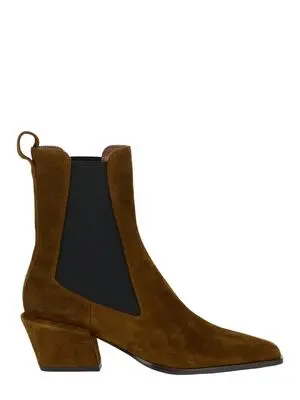 Paris Texas Pointed Suede Ankle Boots With Rubber Side Inserts - Brown