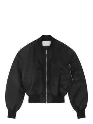 ENTIRE STUDIOS Cropped Quilted Nylon Bomber Jacket - Nero