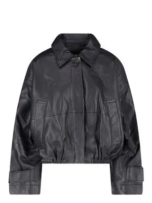 RÓHE Lamb Leather Cropped Jacket - Black