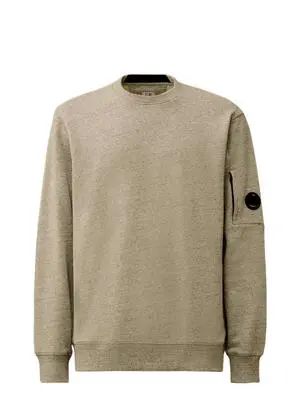 C.P. COMPANY Cotton Ribbed Crewneck Sweater With Embroidered Lens Detail - Grigio