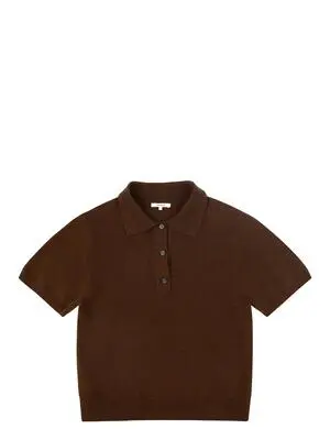 ENTIRE STUDIOS Short Sleeve Knit Polo - Marrone