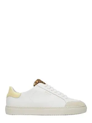Axel Arigato Suede-trim Leather Sneaker With Metallic Gold Logo Stamp - Bianco