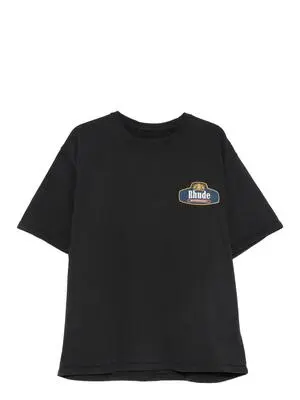 Rhude Crewneck T-shirt With Front And Back Print - Nero