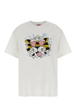Kenzo Wild Tiger" Graphic Cotton T-shirt - Bianco