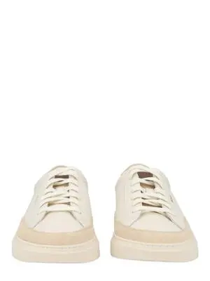 BOSS Leather Lace-up Sneakers With Rubber Sole - White