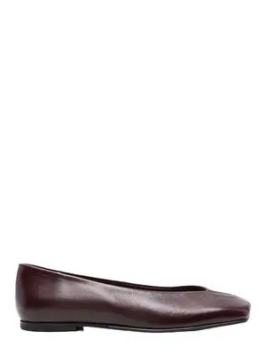 ALOHAS Squared-toe Low-heel Leather Shoes - Rosso