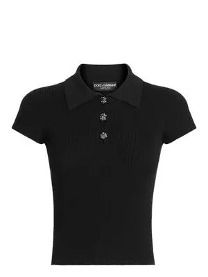 DOLCE & GABBANA DOLCE & GABBANA Ribbed Polo Sweater With Embellished Buttons