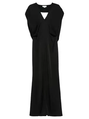 Stella McCartney Plunge V-neck Midi Dress - Nero