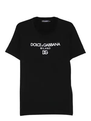 Dolce & Gabbana Dg Embroidered And Print T-shirt, Regular Fit, Round Neck, Short Sleeve - Nero