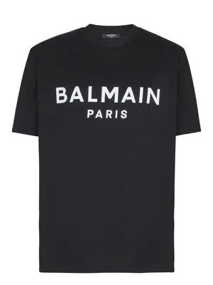 Balmain Print Cotton T-shirt, Regular Fit, Crew Neck - Nero