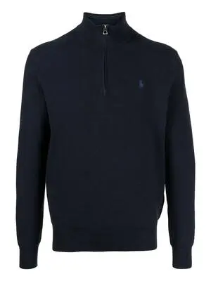 Polo Ralph Lauren Cotton Mock Neck Quarter-zip Sweater - Blu
