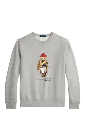 Polo Ralph Lauren POLO RALPH LAUREN Rib-Knit V-Inset Crewneck Sweater With Polo Bear Graphic Grigio