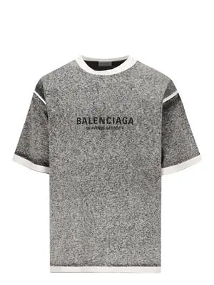 Balenciaga Logo-print Heathered T-shirt For - Black