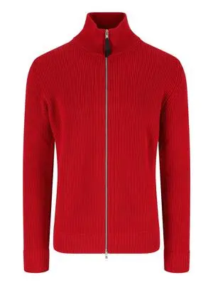 MAISON MARGIELA Ribbed Wool-cotton Zip-up Sweater - Red