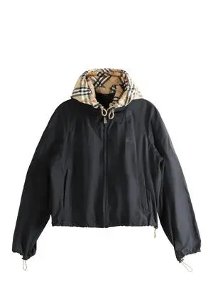 Burberry Zip-front Hooded Jacket With Equestrian Knight Print - Nero