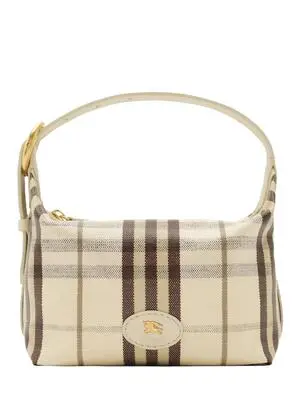 Burberry Mini Shoulder Bag 13 Cm X 19.5 Cm X 10.5 Cm With Zip Closure And Hand-painted Edges - Bianco