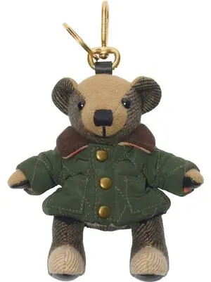Burberry Mini Cashmere Bear Keychain With Quilted Jacket - Verde