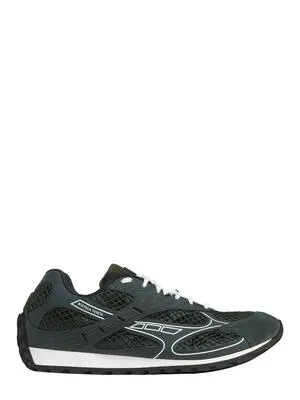 Bottega Veneta Lace-up Technical Fabric, Suede, And Mesh Sneakers With Rubber Sole - Verde